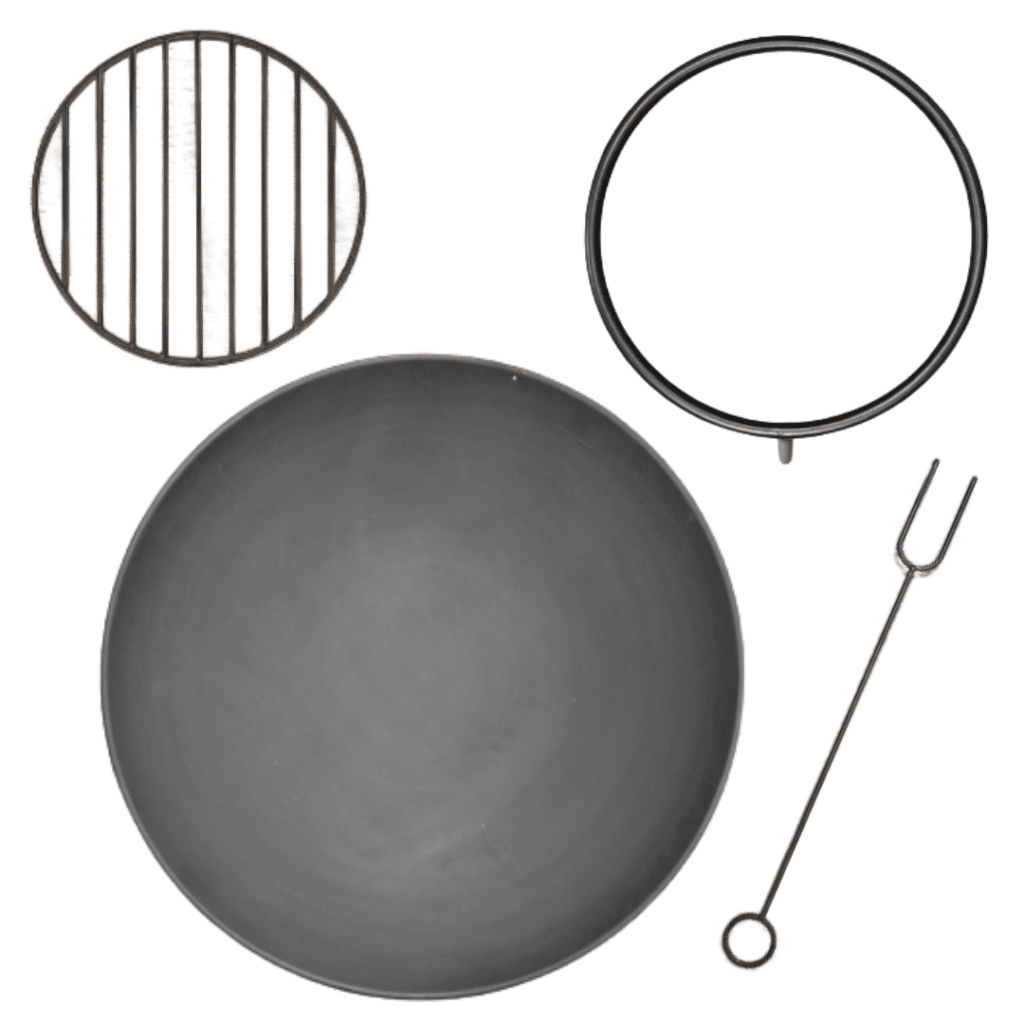 22" Large Outdoor Fire Pit - Black Steel Garden Log Burner - Gas ...